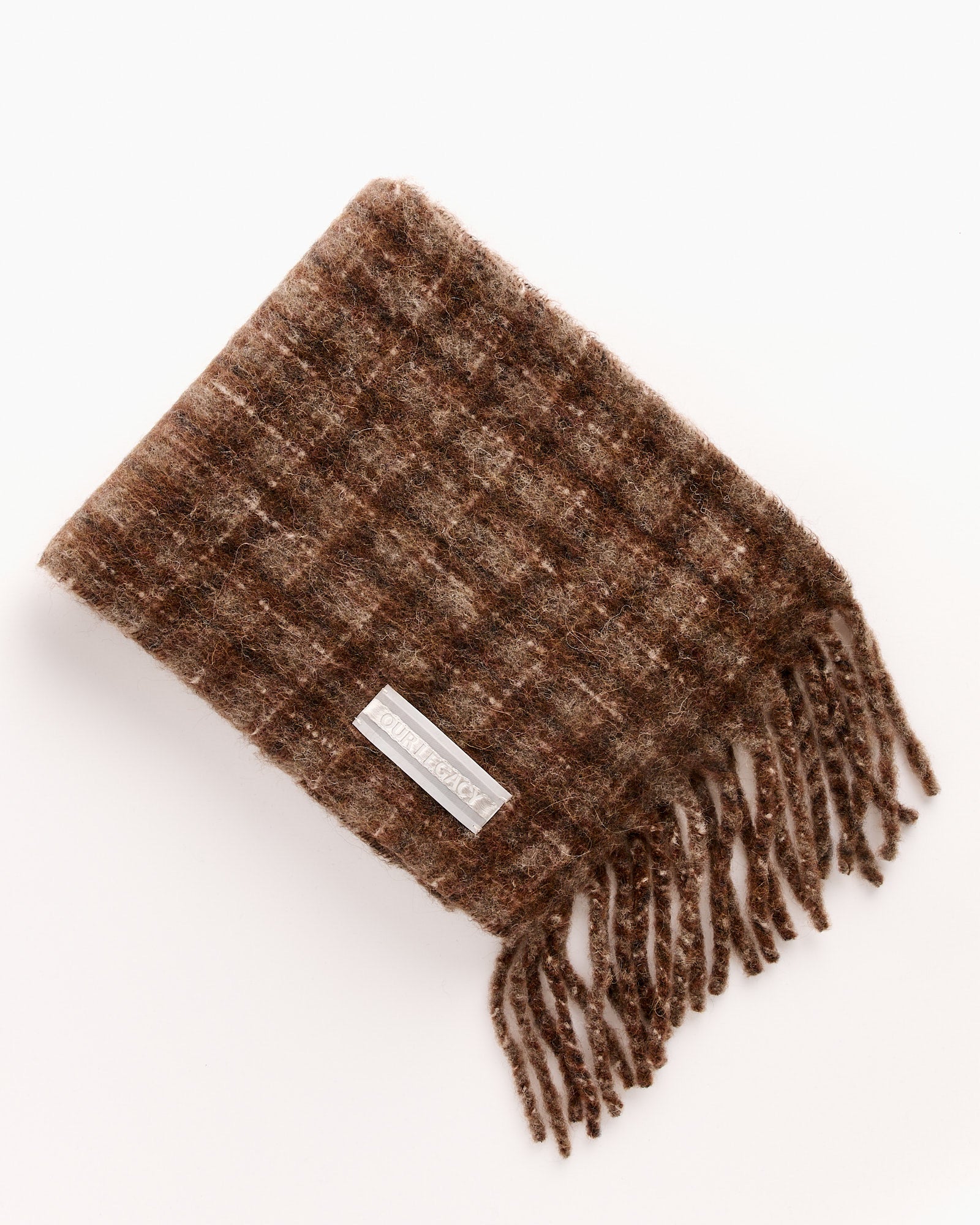 Estate Scarf in Dorf Check Fuzzy Alpaca