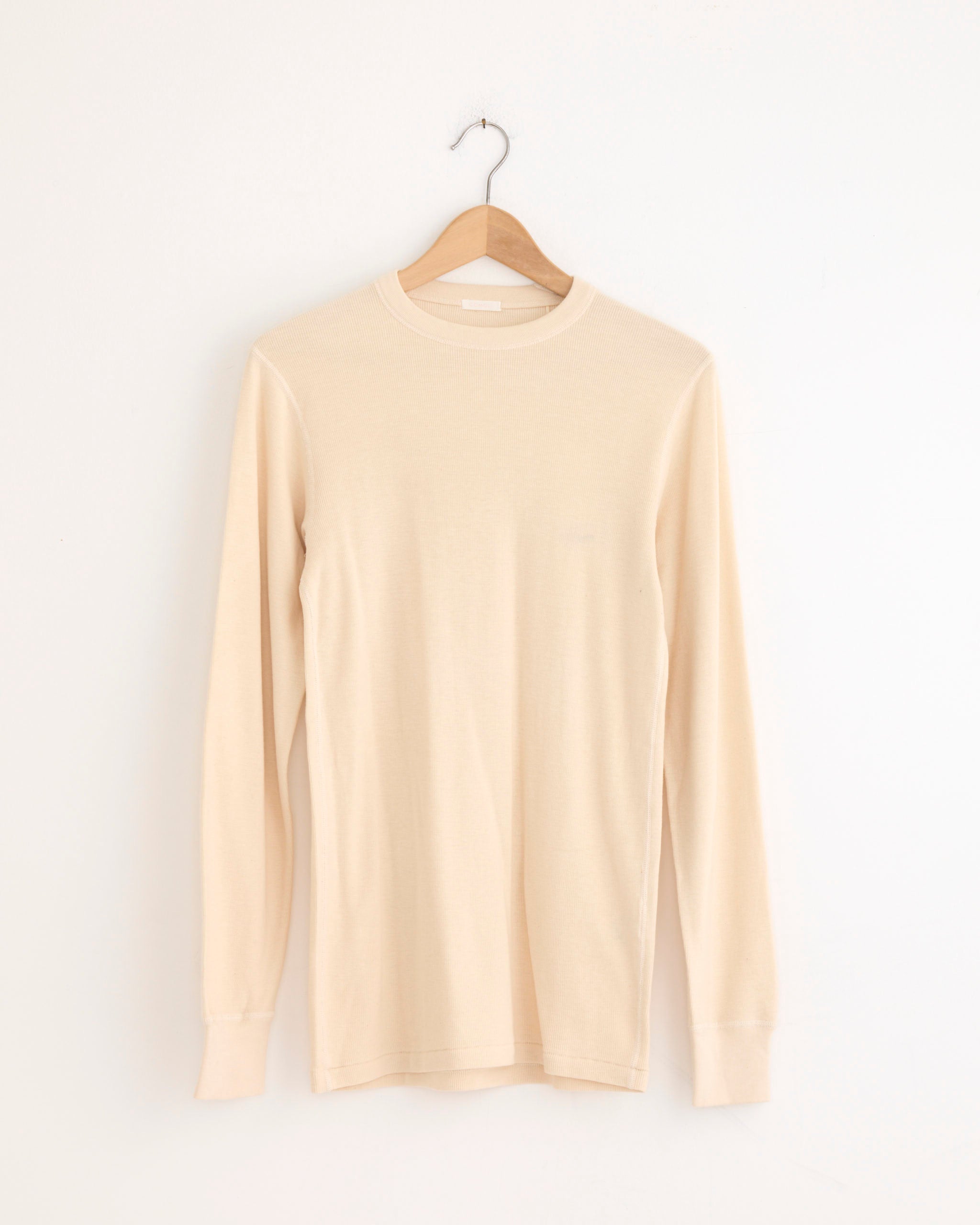 Cotton Cashmere Base Layer L/S Crew in Ecru