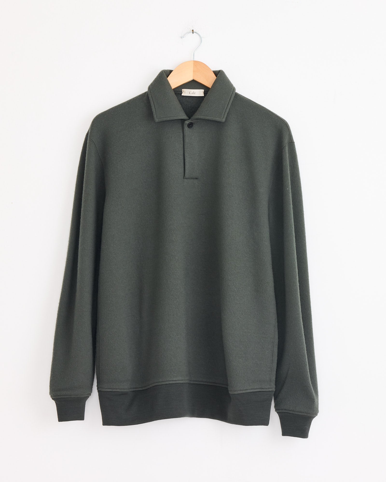 120 Air Wool Fleece Polo in Khaki
